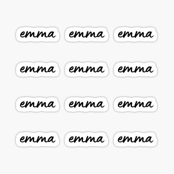 "Cursive Black EMMA Name Label Sheet Set 12 Pack" Sticker for Sale by ...