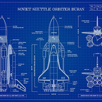 "Buran: Soviet Shuttle Orbiter (Blueprint)" Art Print by BGALAXY ...