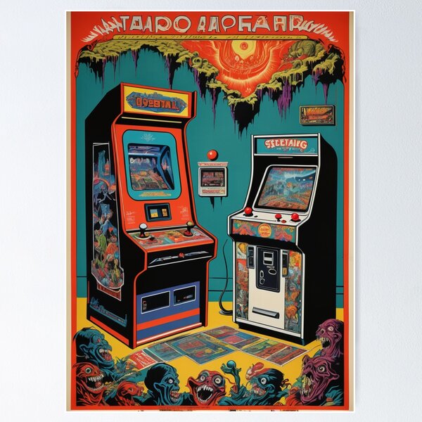 "Vintage Retro 80's Arcade Games in 60's Advertising Style" Poster for ...