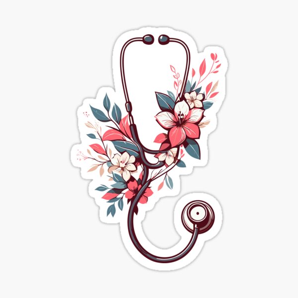 "Floral Stethoscope" Sticker for Sale by TomFrontierArt | Redbubble