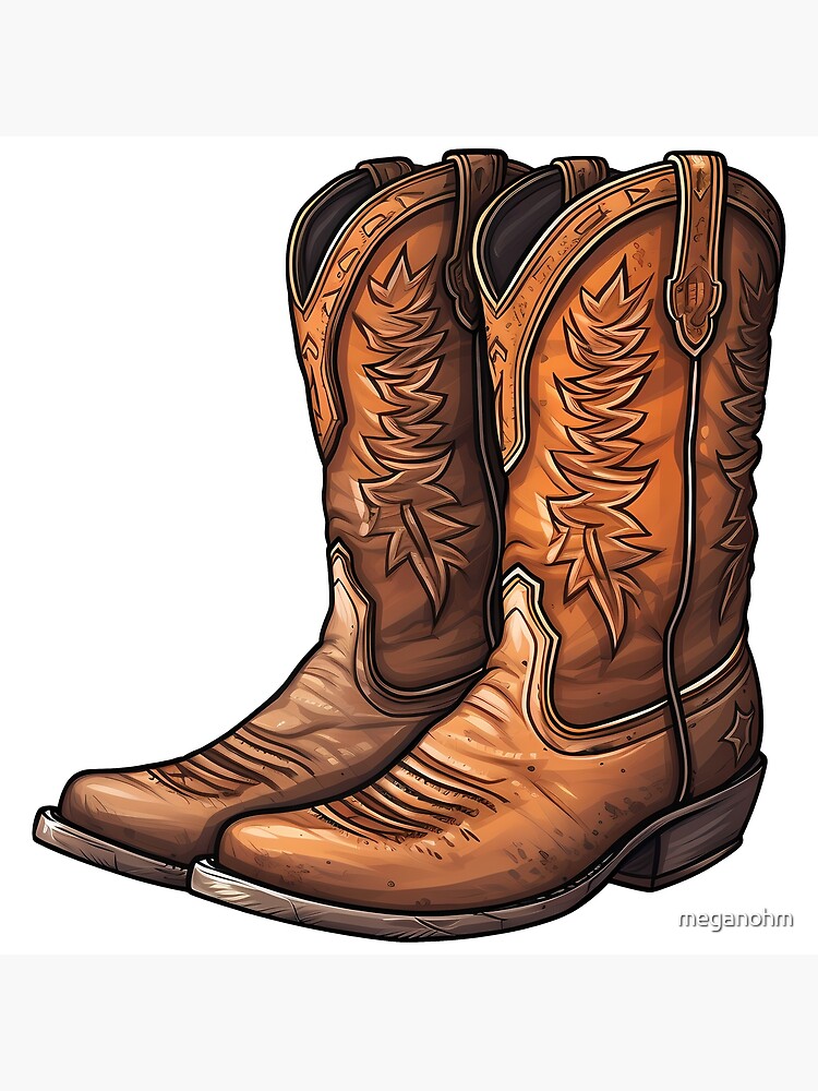 "Rustic Brown Western Cowboy Boots Drawing" Poster for Sale by meganohm ...