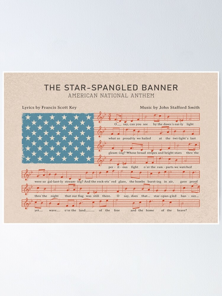 "American national anthem star spangled banner music sheet" Poster by ...