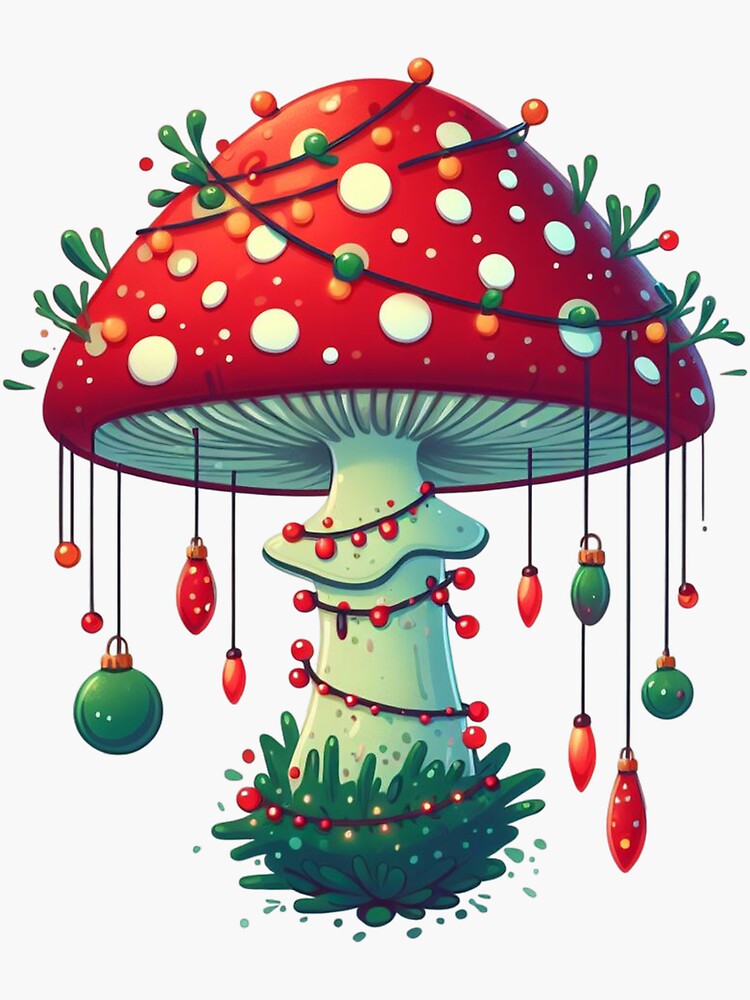 "Christmas Mushroom with Christmas Lights, Mushroom Christmas Tree ...