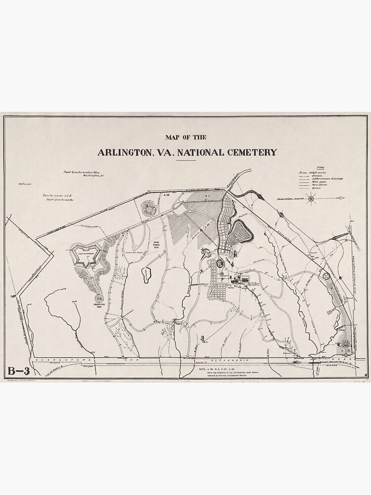 "Vintage Map of Arlington National Cemetery (1901)" Sticker for Sale by ...