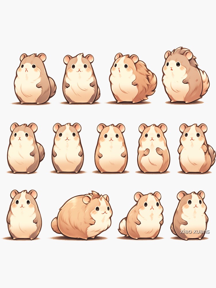 "Many Cute Hamsters" Sticker for Sale by xiao xuans | Redbubble