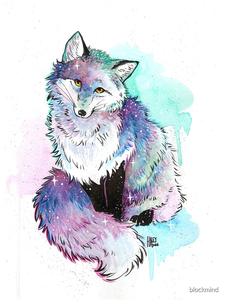 "Watercolor Galactic Fox" Poster by blockmind | Redbubble