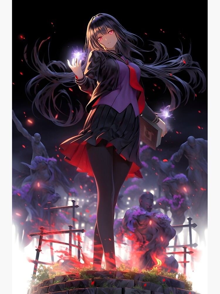 "Dark gothic vampire school anime girl at night art" Poster for Sale by ...