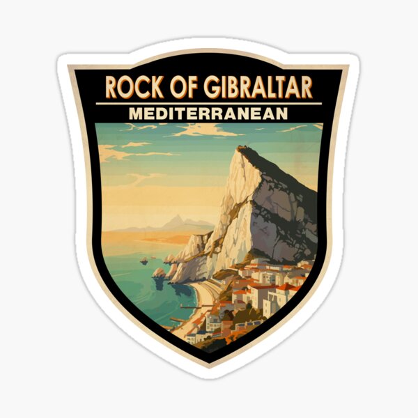 "Rock of Gibraltar Travel Art Badge" Sticker for Sale by KrisSidDesigns ...