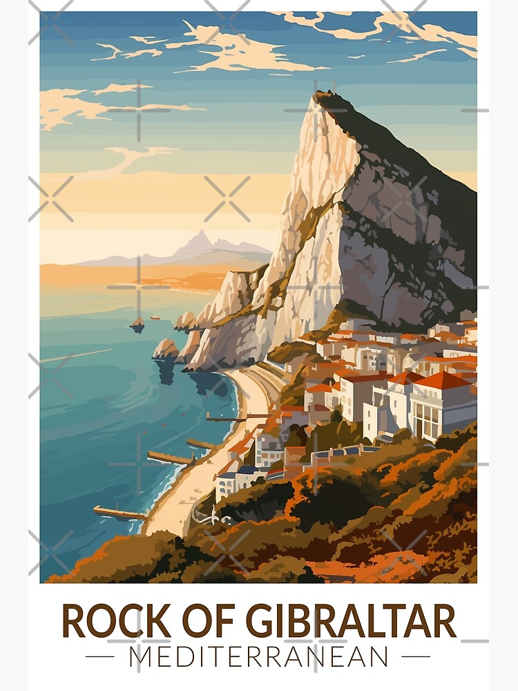"Rock of Gibraltar Travel Art Vintage" Poster for Sale by ...