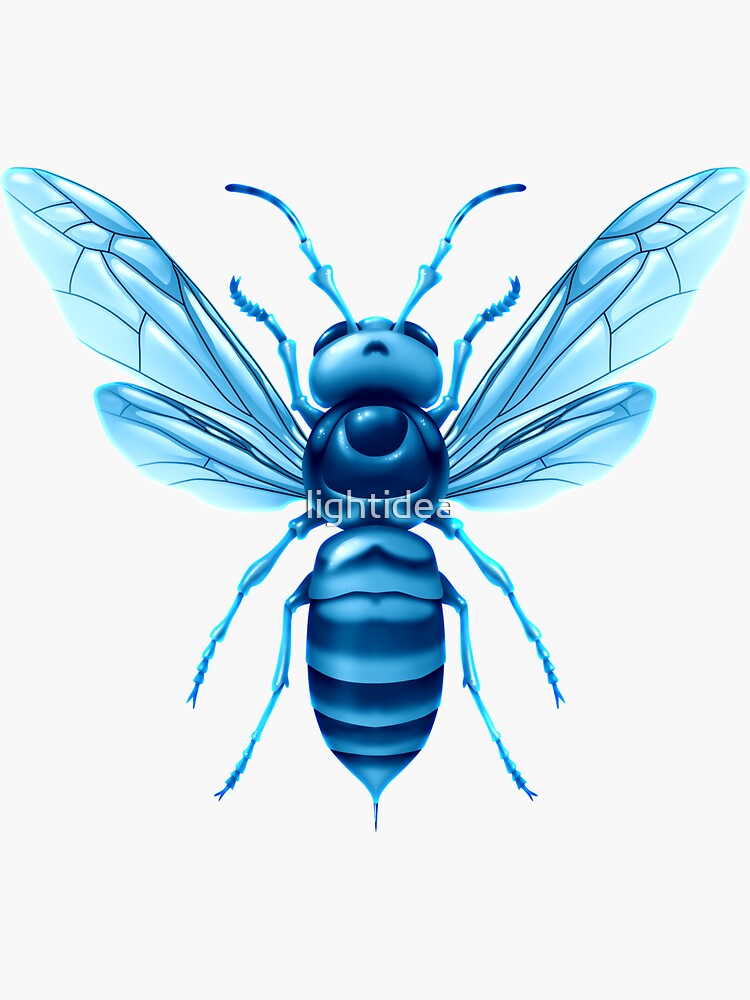 "Blue Hornet Wasp " Sticker for Sale by lightidea | Redbubble