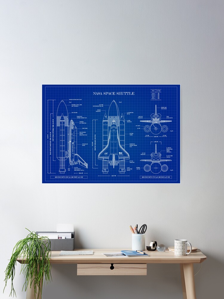 "NASA Space Shuttle (Blueprint)" Poster by BGALAXY | Redbubble