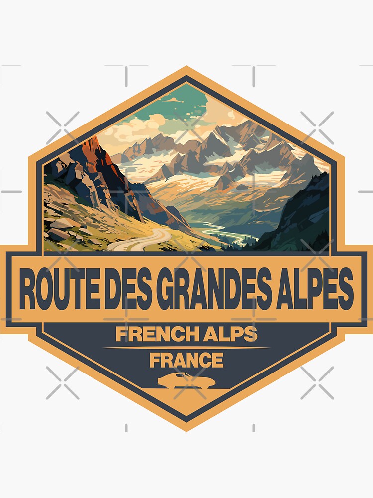 "Route des Grandes Alpes France Travel Art Badge" Sticker for Sale by ...