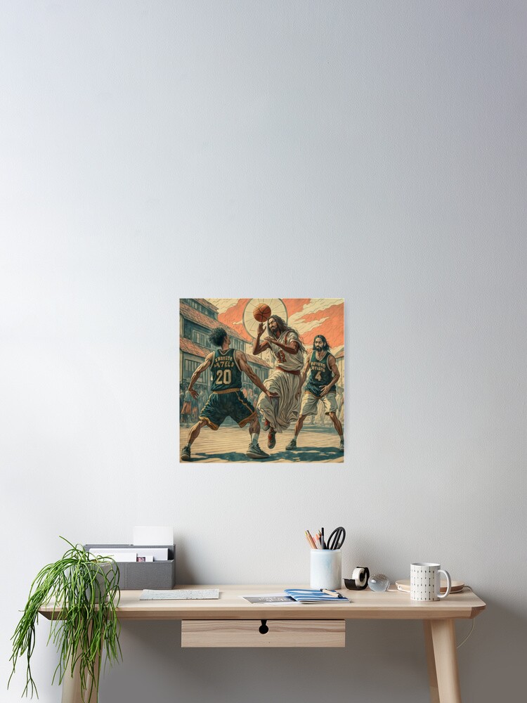 "jesus christ playing basketball" Poster for Sale by Obinne | Redbubble