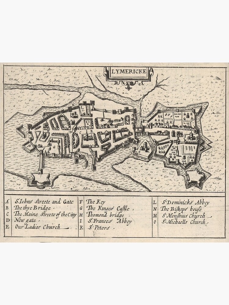 "Vintage Map of Limerick Ireland (1618)" Photographic Print by ...