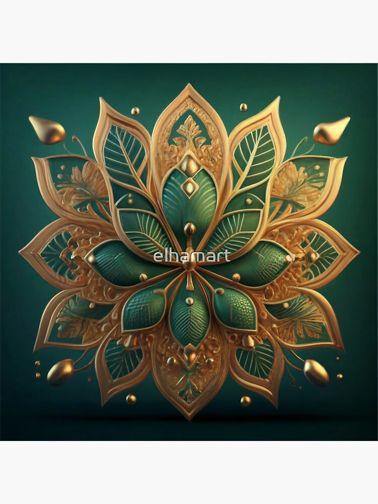 "leaf golden and green pattern, 3d render, poster, painting" Sticker ...
