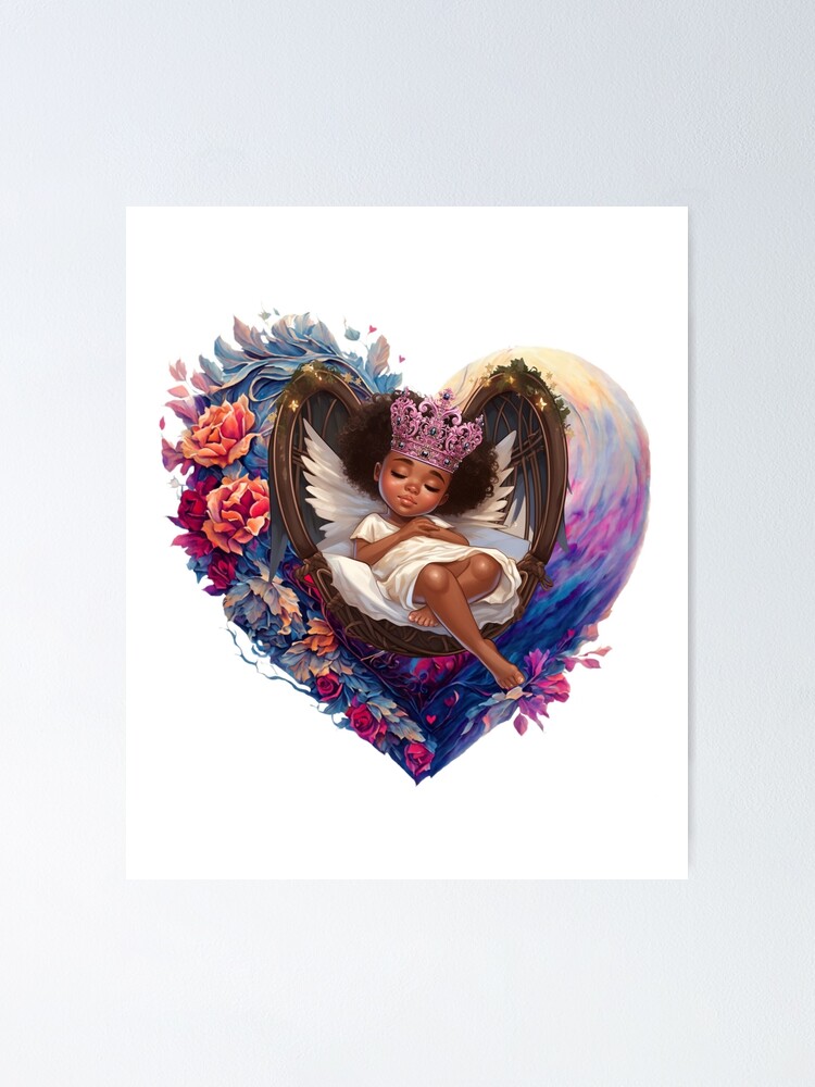 "African American Black Girl Sleepy Cherub Angel" Poster for Sale by ...