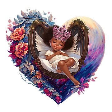 "African American Black Girl Sleepy Cherub Angel" Sticker for Sale by ...