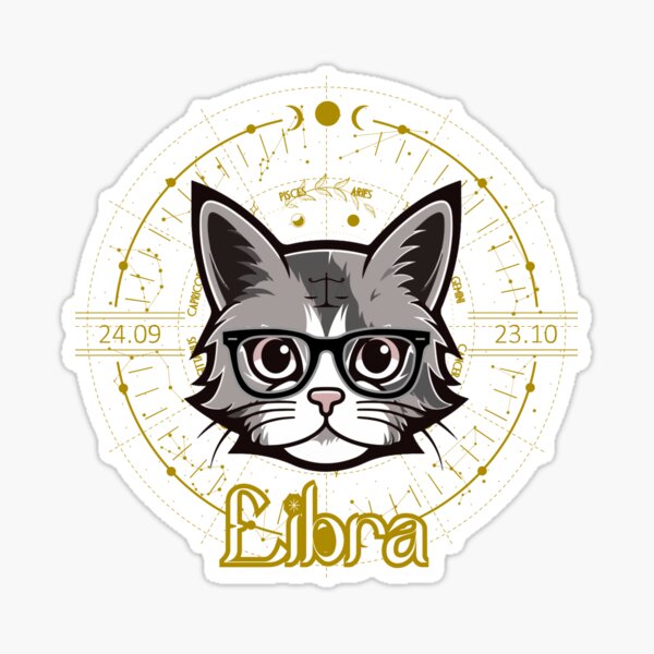 "Zodiac Libra Cat" Sticker for Sale by Kurai-Neko | Redbubble