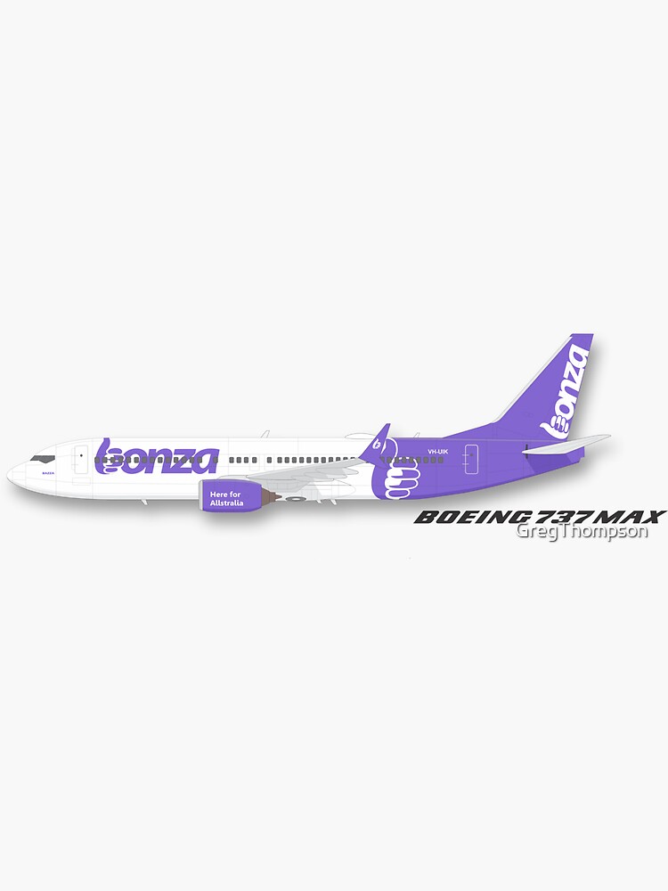 "Boeing 737-max BONZA Airlines" Sticker for Sale by GregThompson ...