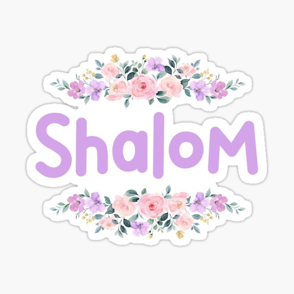 "Purple Flower Shalom Name Label (Black)" Sticker for Sale by ...