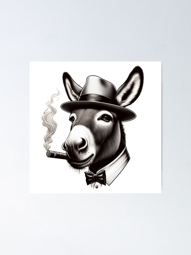 "smoking donkey" Poster for Sale by Animalia- | Redbubble