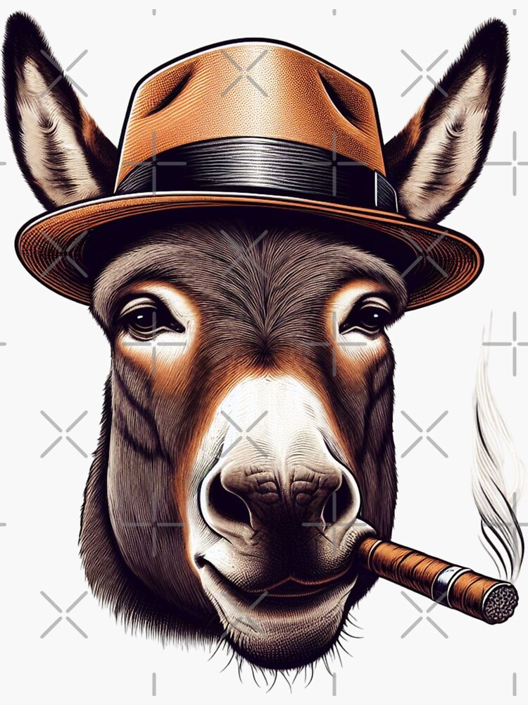 "smoking donkey farmer" Sticker for Sale by Animalia- | Redbubble