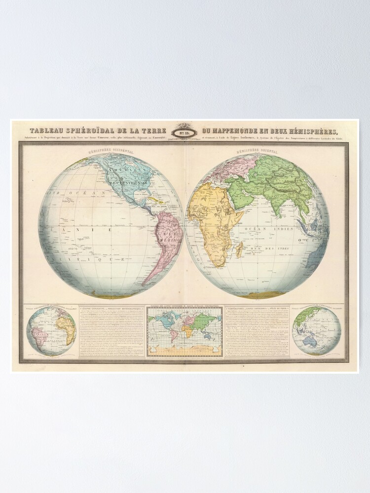 "Vintage Map of The World (1862) 2" Poster by BravuraMedia | Redbubble