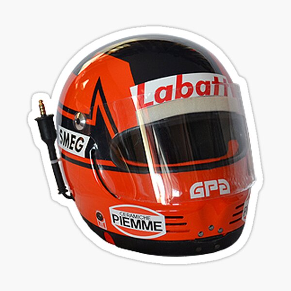 "Gilles Villeneuve crash helmet " Sticker for Sale by retropetrol ...