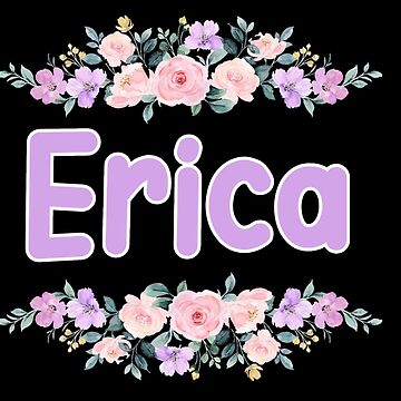"Purple Flower Erica Name Label (Black)" Sticker for Sale by ...