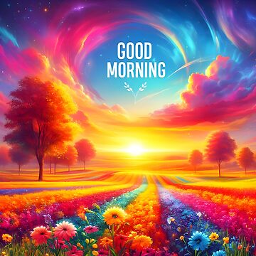 "Colorful sunrise good morning" Sticker for Sale by AI-Only | Redbubble