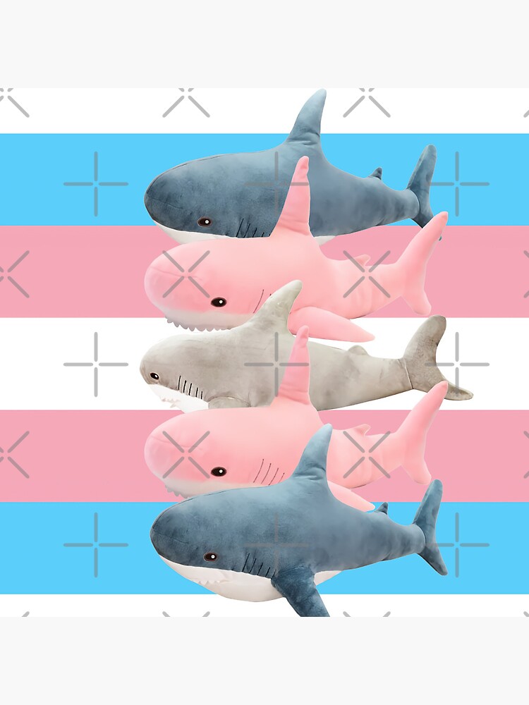 BLAHAJ TRANS FLAG PINK BLUE AND WHITE Pin