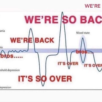 "We’re so back it’s so over" Sticker for Sale by artumnc | Redbubble