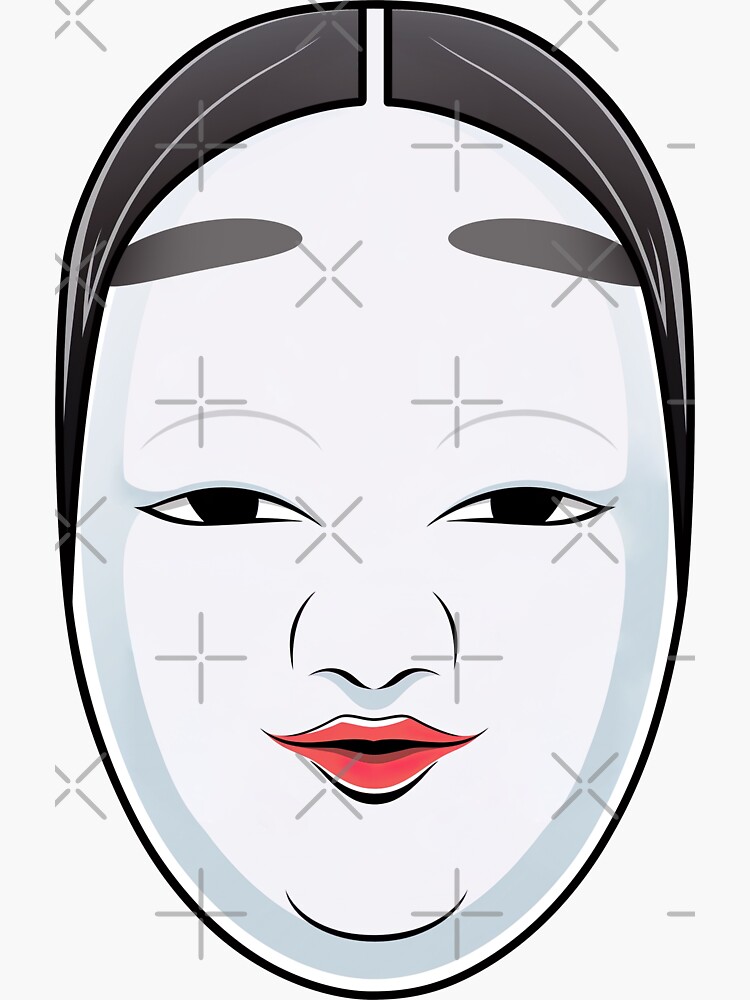 "Japanese Kabuki Noh Mask - Anime Shirt" Sticker for Sale by ...