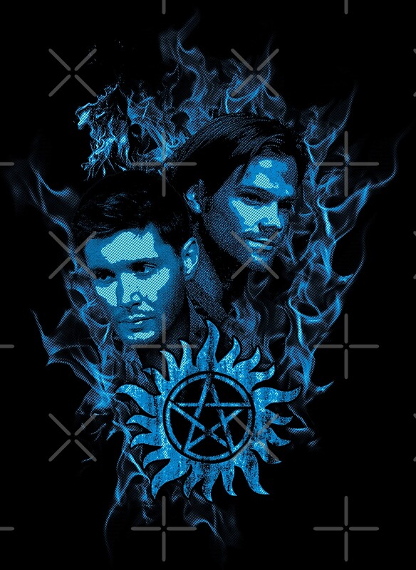 "Sam and Dean in Flames" by Happy-Llama-Art | Redbubble