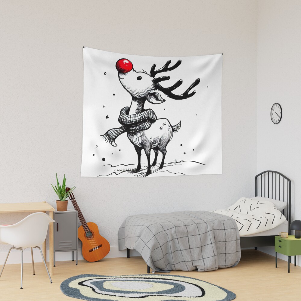 "Rudolph Sketch - Christmas Reindeer Drawing - Rudolph the Red Nose ...