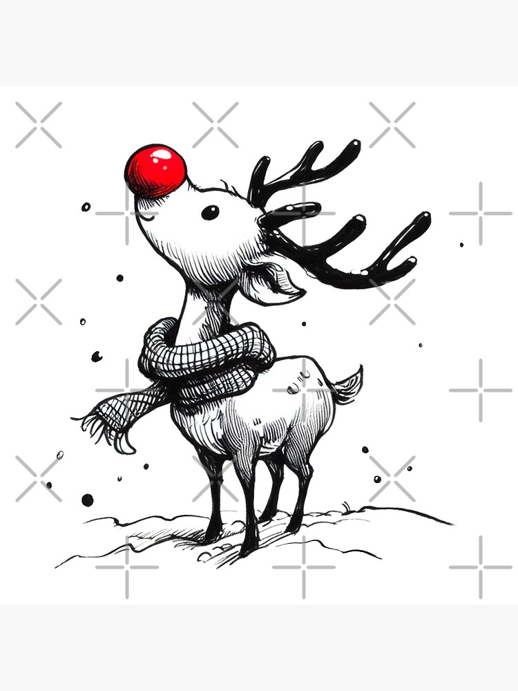 "Rudolph Sketch - Christmas Reindeer Drawing - Rudolph the Red Nose ...