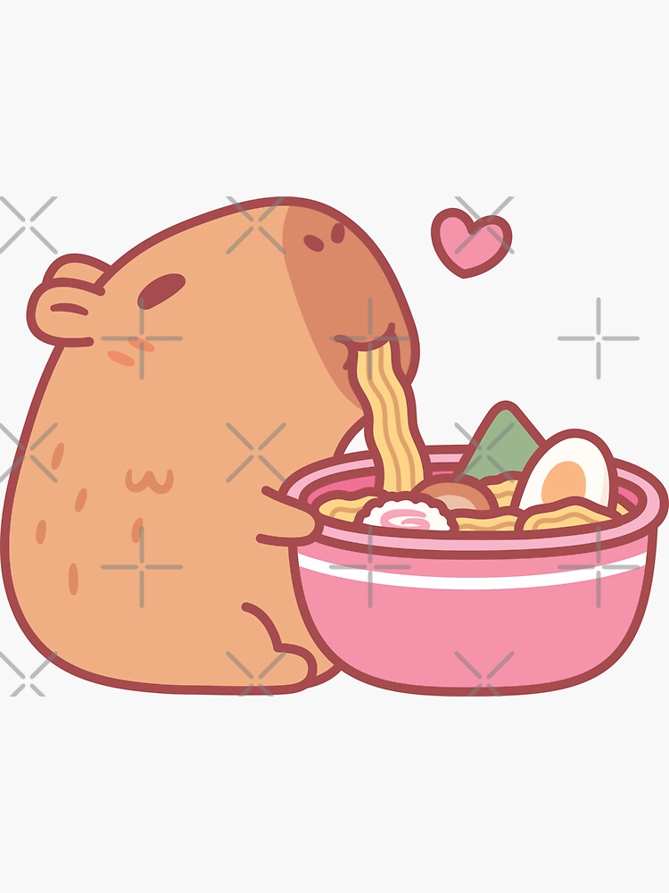 "Cute Capybara Eating Ramen" Sticker for Sale by rustydoodle | Redbubble