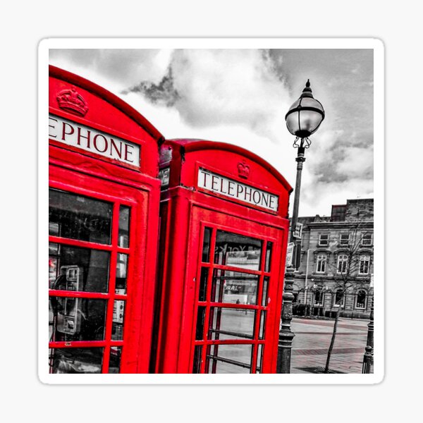 "Two Red Telephone Boxes" Sticker for Sale by gcimages1 | Redbubble
