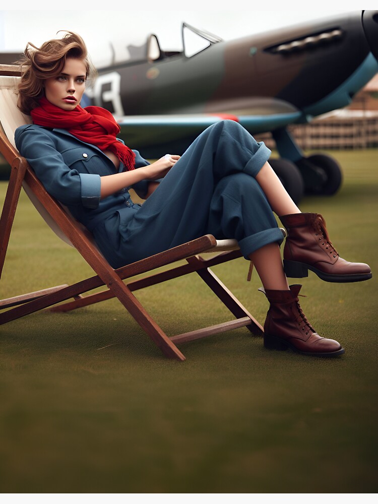 "Beautiful WW2 Female RAF Pilot pinup model with Spitfire fighter plane ...