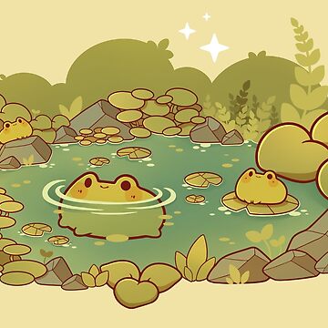"Cute frog pond" Sticker for Sale by Rihnlin | Redbubble