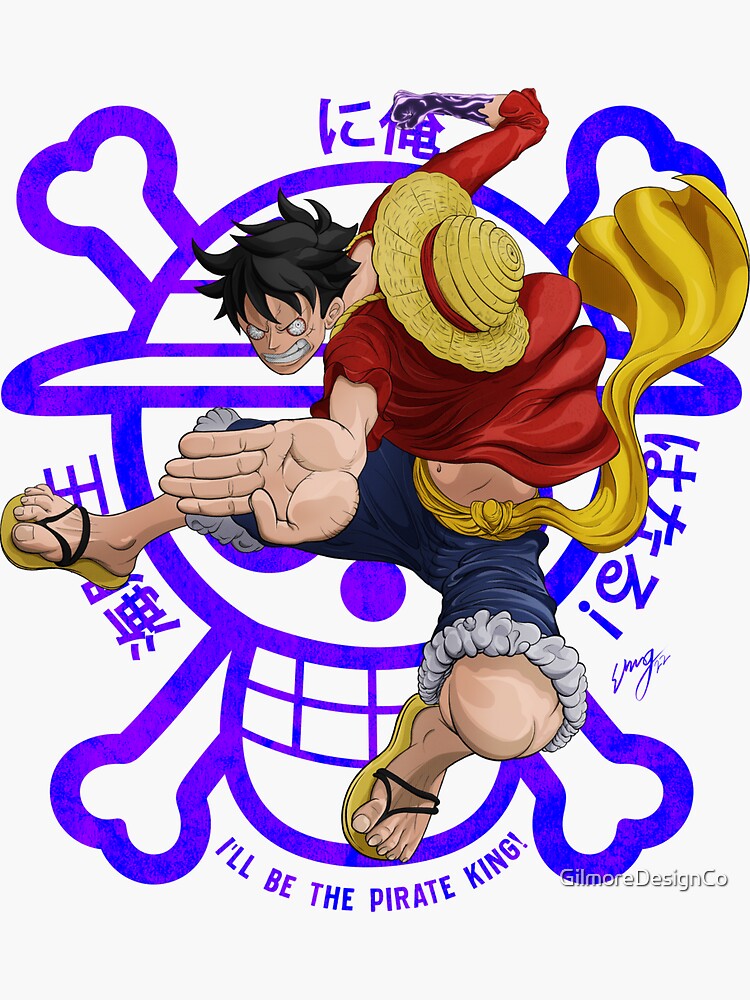 "Luffy with logo" Sticker for Sale by GilmoreDesignCo | Redbubble