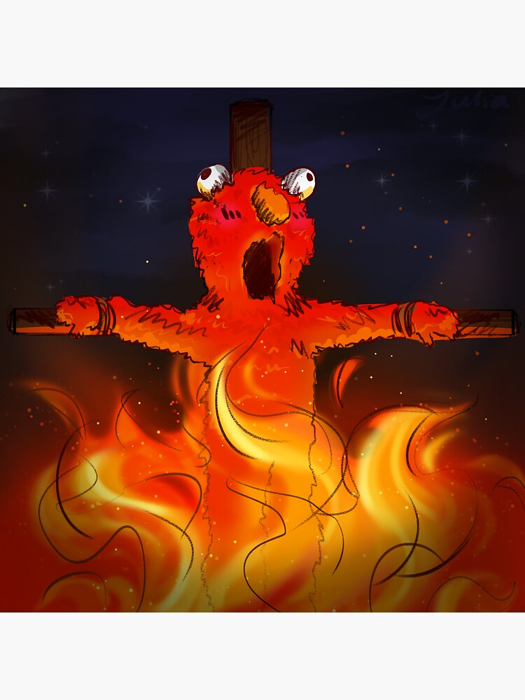 "Elmo burning at a cross" Sticker for Sale by Zhyia | Redbubble