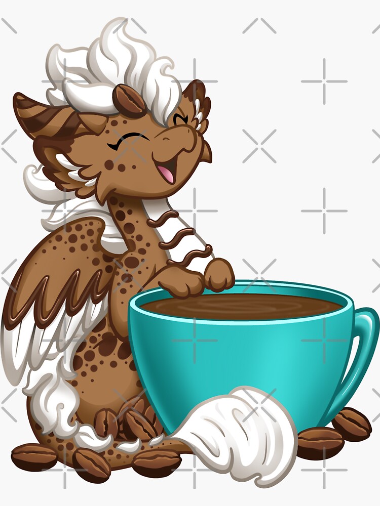 "Mocha Dragon 'Large Cup'" Sticker for Sale by Dragons and Beasties ...