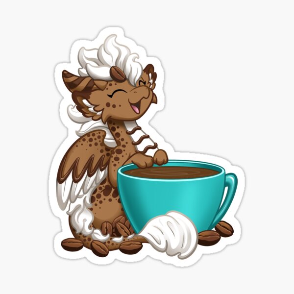 "Mocha Dragon 'Large Cup'" Sticker for Sale by Dragons and Beasties ...