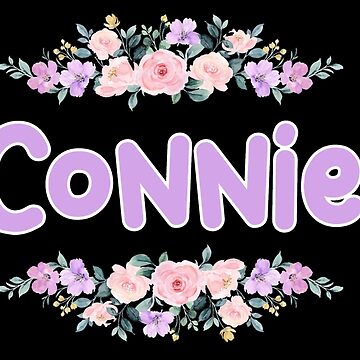 "Purple Flower Connie Name Label (Black)" Sticker for Sale by ...