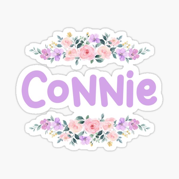 "Purple Flower Connie Name Label" Sticker for Sale by NormadWorld ...