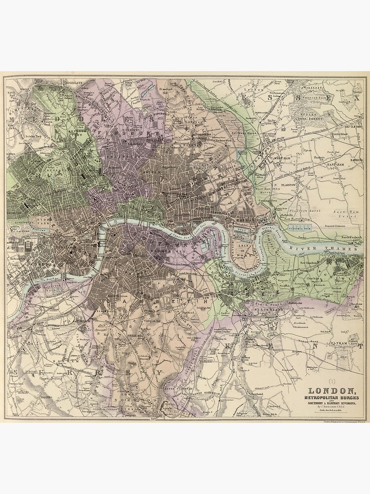 "Vintage Map of London England (1872)" Photographic Print by ...