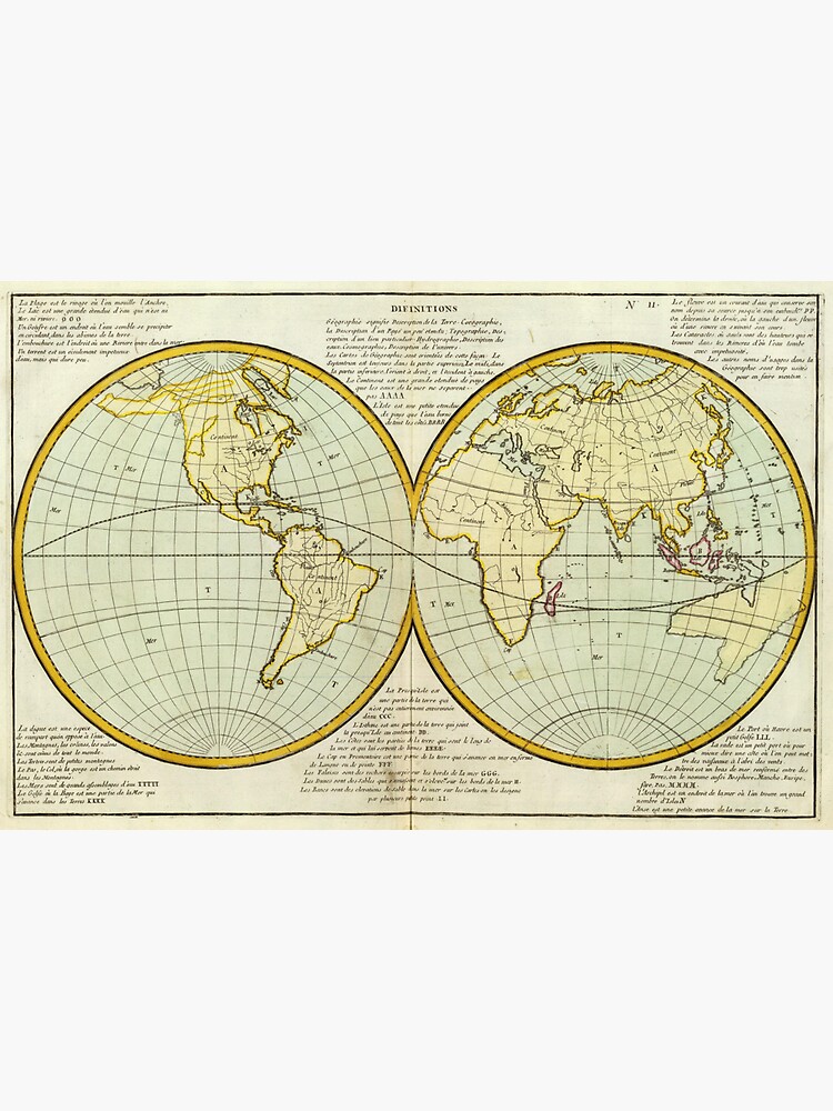 "Vintage Map of The World (1787)" Sticker by BravuraMedia | Redbubble