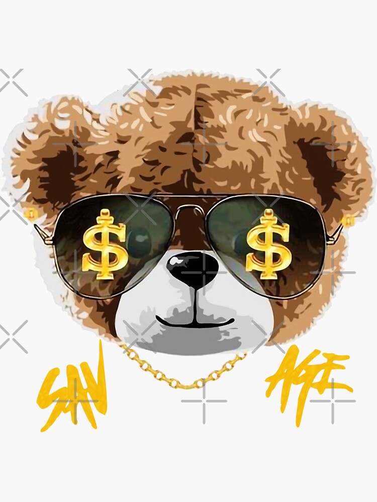 "Teddy Bear- Rich Bear" Sticker for Sale by Wise-Outfit | Redbubble