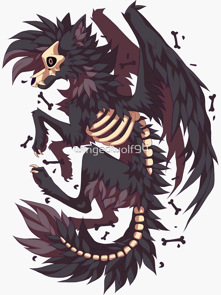 "Skeleton Wolf Original Furry Art" Sticker for Sale by wingedwolf94 ...